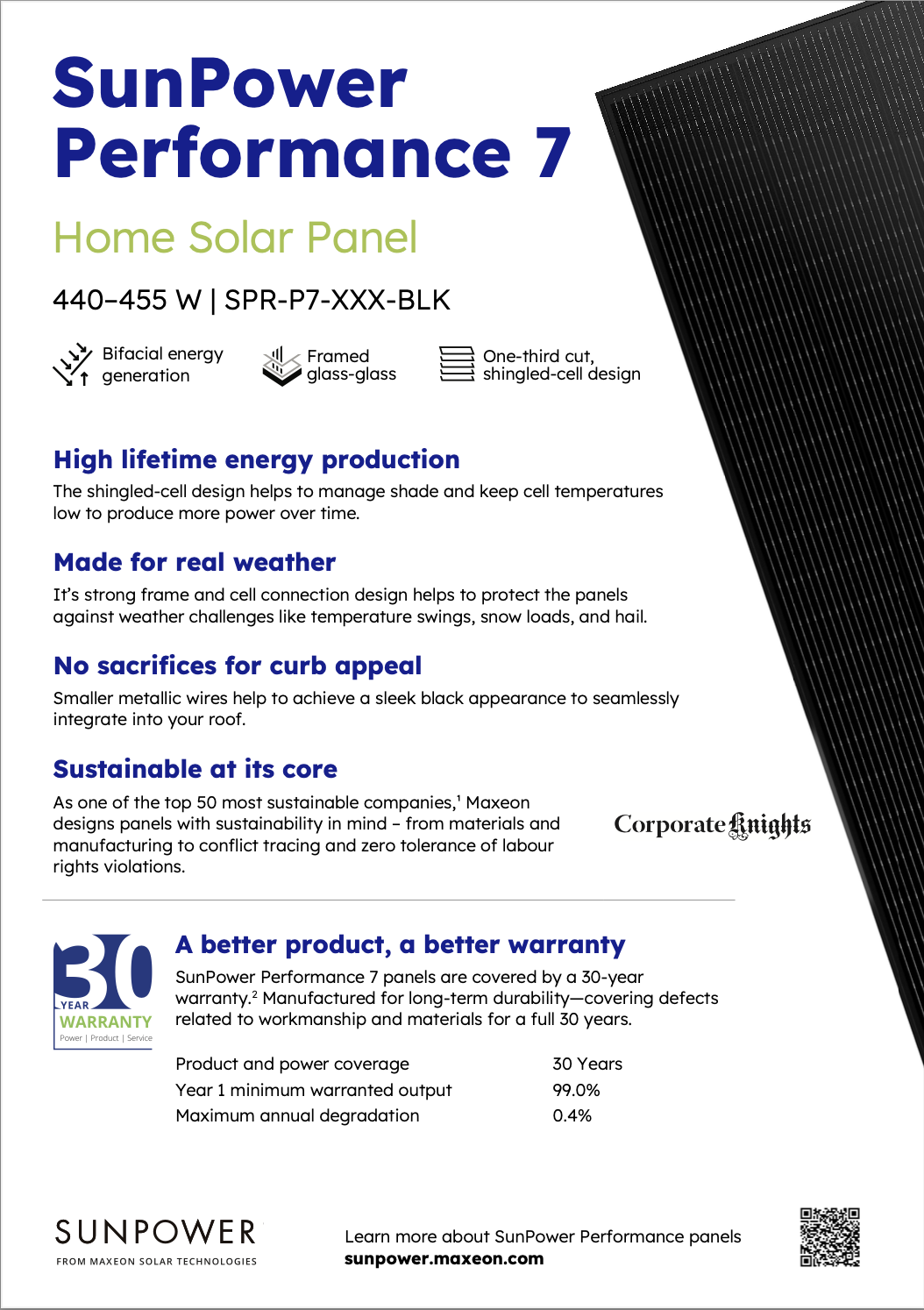 SunPower Performance 7 450W Datasheet